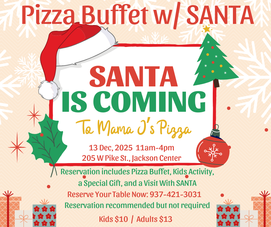 Pizza Buffet with Santa 13 December, 2025 @ Jackson Center | Mama J's Pizza